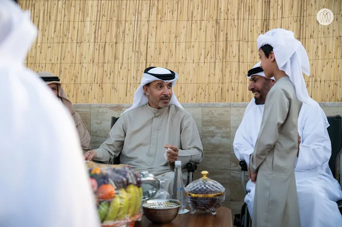 Hazza bin Zayed visits Nayel Rashed Saif Al Shamsi